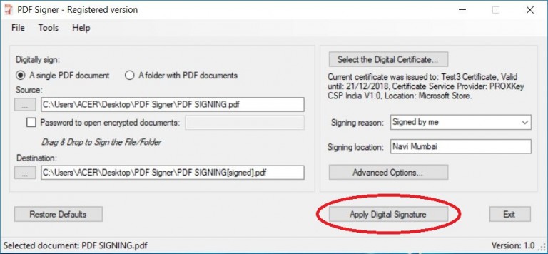 Sign PDF File using PROXKey Signer – Knowledge Base